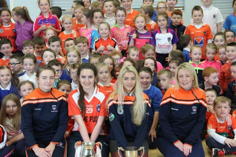 Armagh camogie players visit St. Joseph's